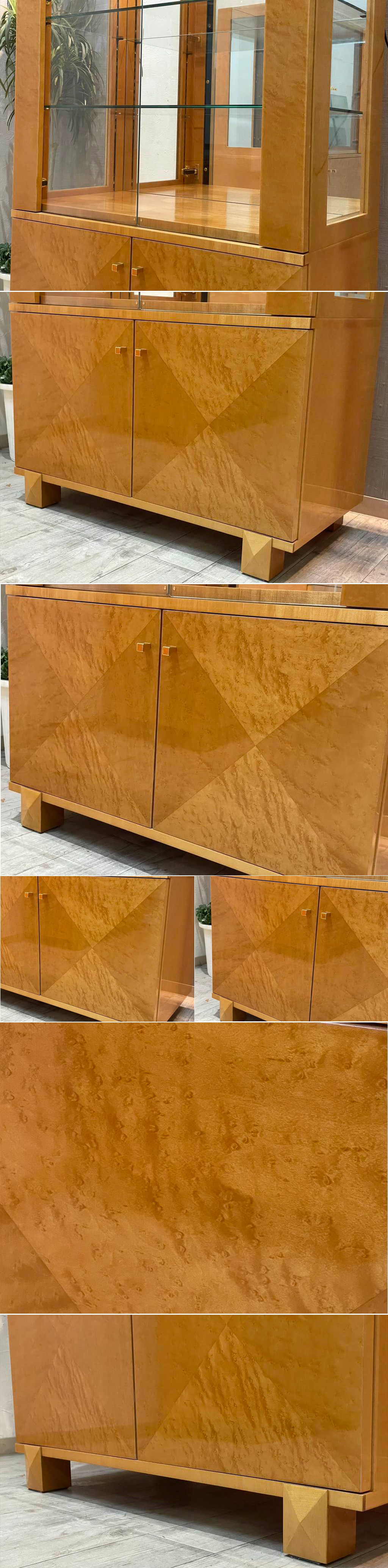 日本代購代標第一品牌【樂淘letao】－美品 バーズアイメープル IDC大塚家具 スプレンダー 最高級飾り棚 約56万 鳥眼杢 キュリオ コレクションケース キャビネット 幸せを呼ぶ木