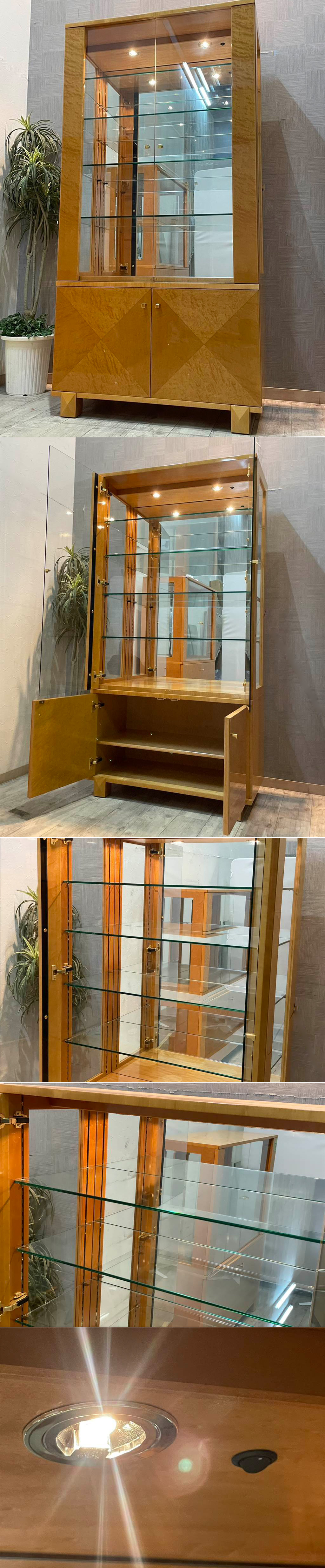 日本代購代標第一品牌【樂淘letao】－美品 バーズアイメープル IDC大塚家具 スプレンダー 最高級飾り棚 約56万 鳥眼杢 キュリオ コレクションケース キャビネット 幸せを呼ぶ木